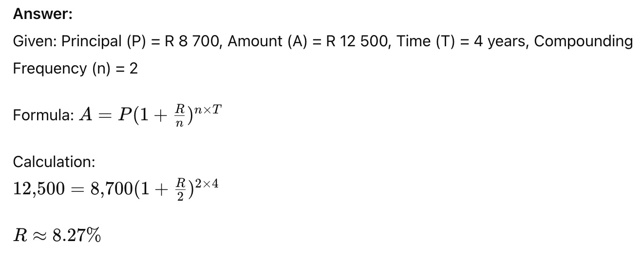 Grade 12 Financial Maths Questions and Answers - distinctionpass.com